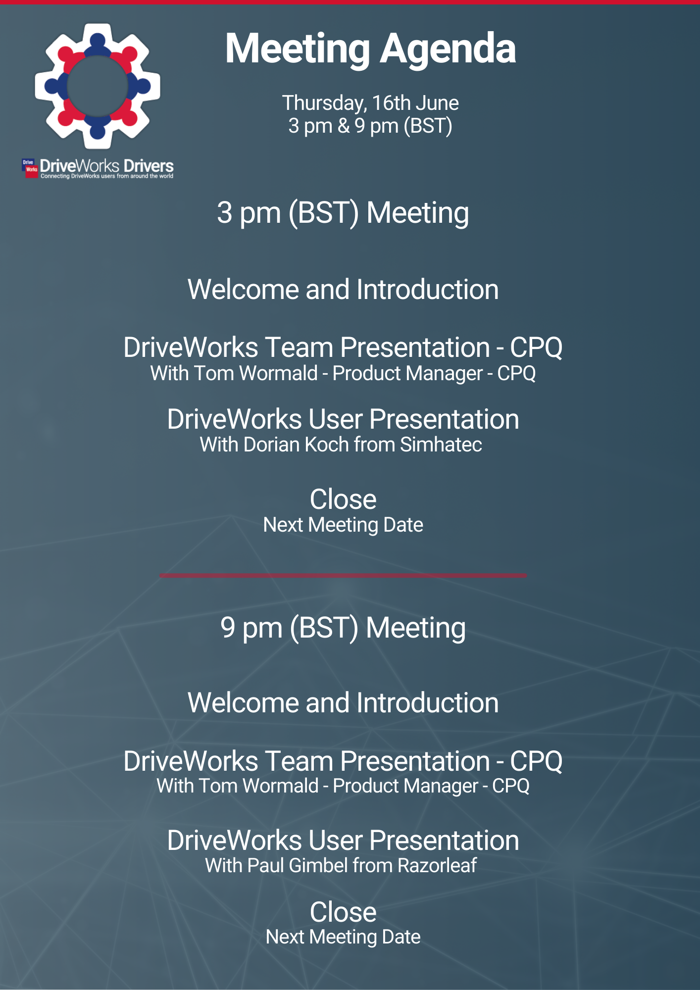 DriveWorks Drivers June 2022 Meeting Agenda - DriveWorks